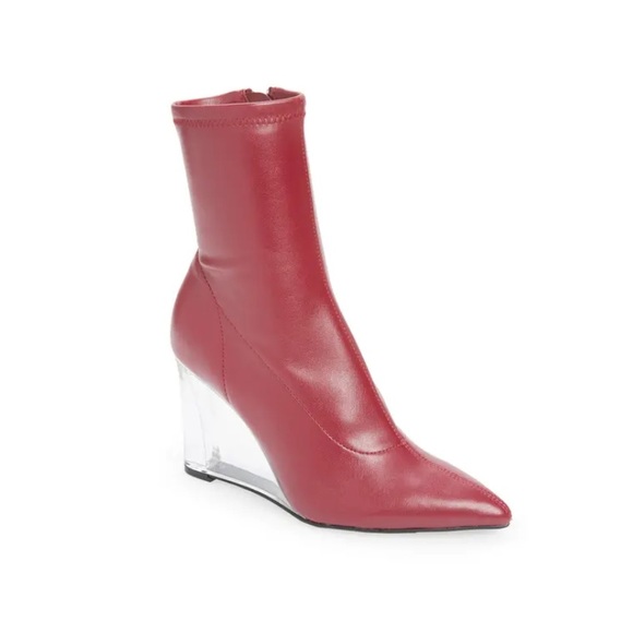 Open Edit | Shoes | Open Editred Erika Wedge Heel Bootie Pointy Toe ...